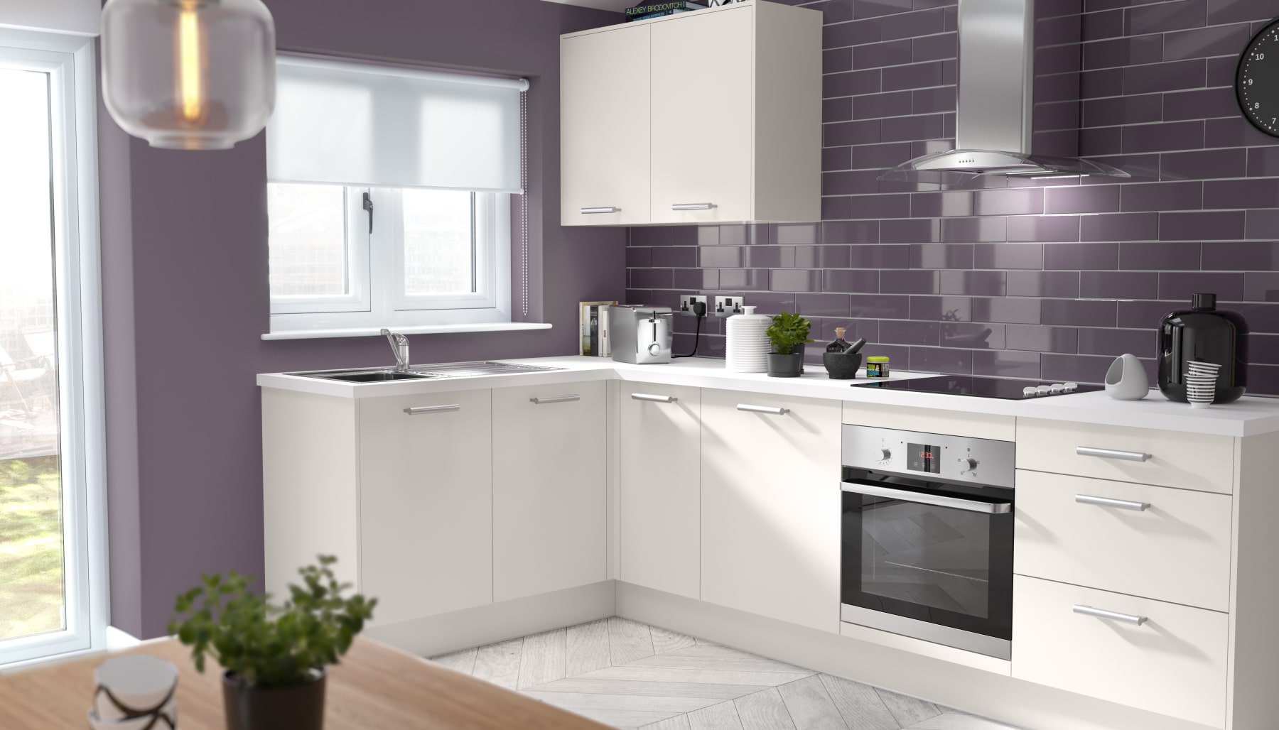 Slab Kitchen in Light Grey