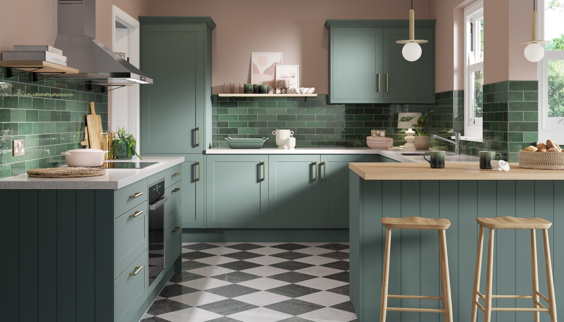 Shaker Chelsea Kitchen in Forest Green | Matt Finish | Wren