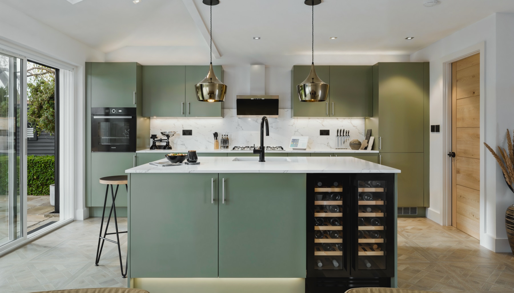 Slab Kitchen in Moss Green | Wren