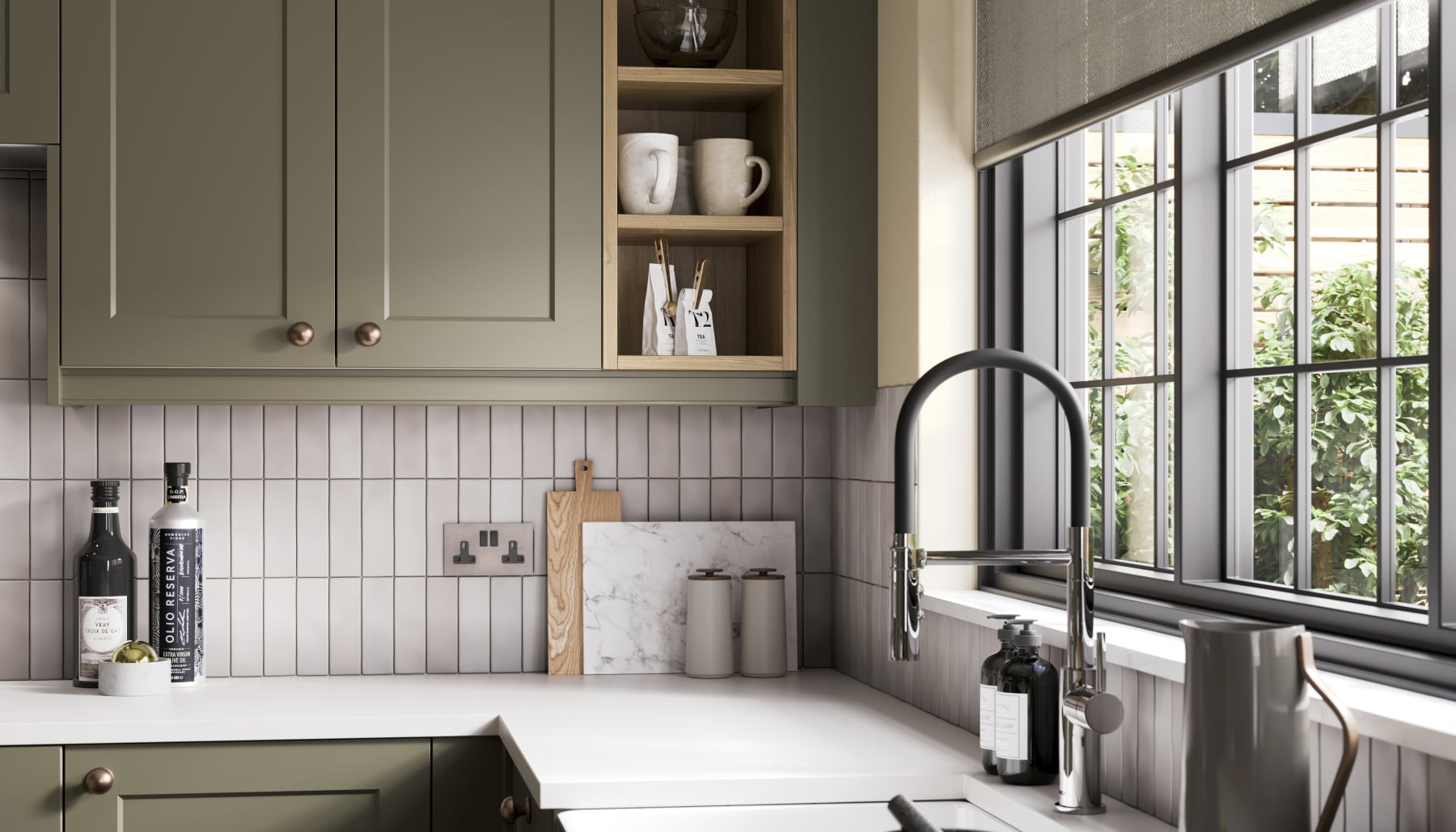 Shaker Chelsea Ermine Kitchen in Olive Green | Wren