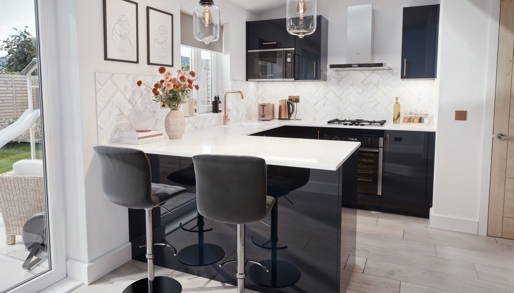 Autograph Kitchen in Navy Blue Gloss | Wren