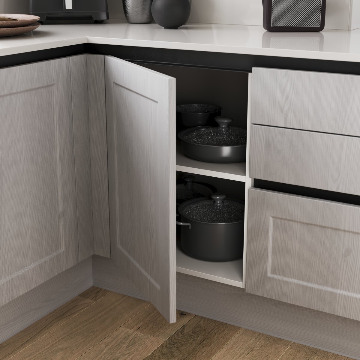 Milano Shaker Chelsea HD Kitchen in Grey & Cloud Blue | Wren