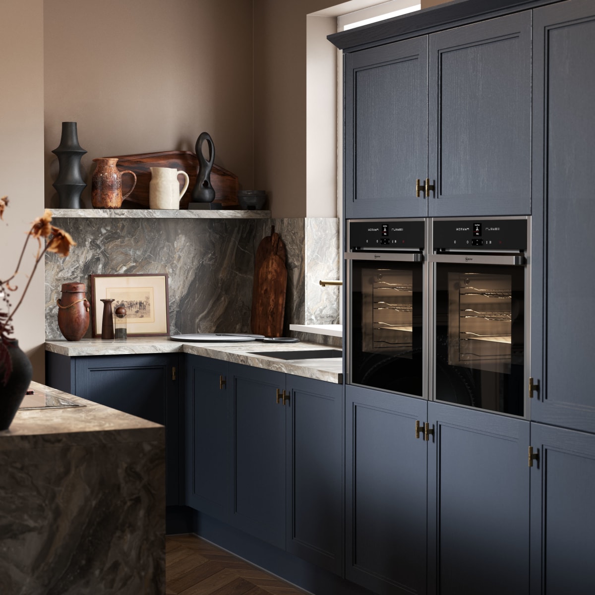 Henley Timber Kitchen in Regent Blue | Woodgrain Finish | Wren