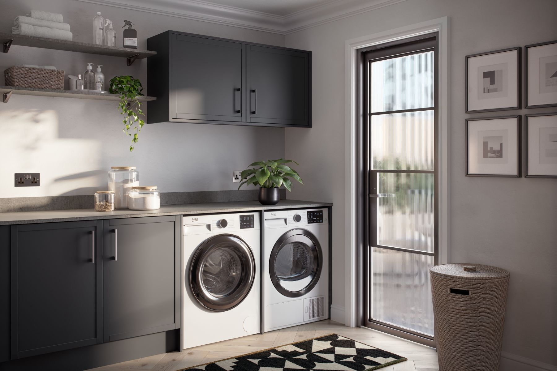 Shaker Slim Ermine Kitchen in Nero | Wren Kitchens