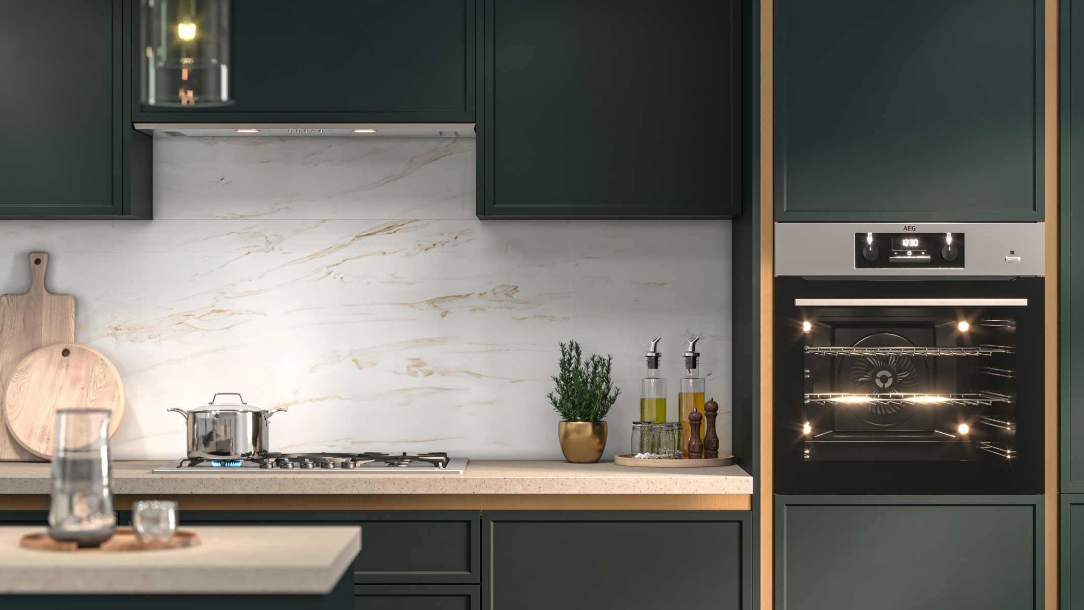 Milano Shaker Super Slim Ermine Kitchen in Buckingham Green | Wren