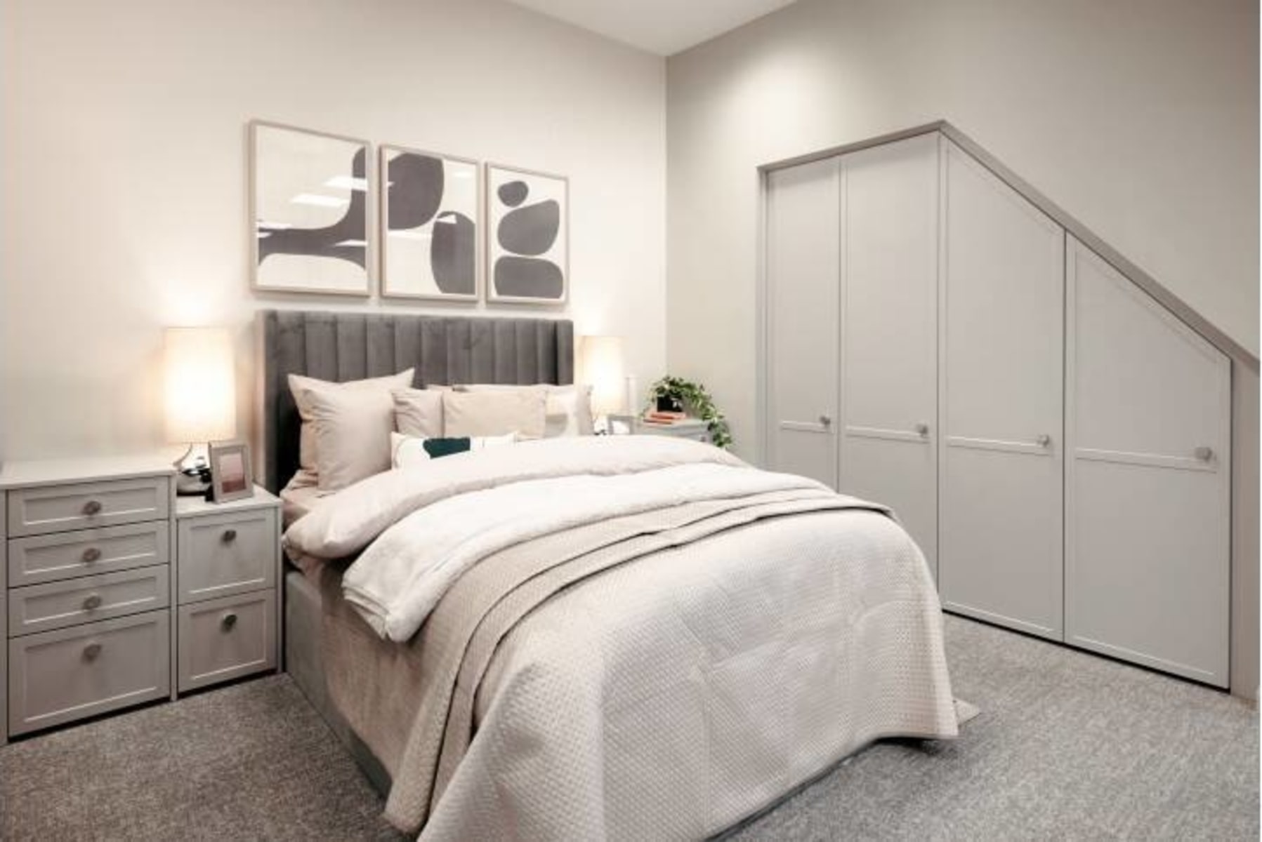 Angled Shaker Slim Wardrobe in Pebble Grey | Matt Finish | Wren