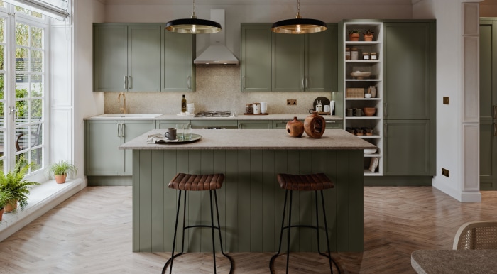 Shaker Slim Kitchen in Moss Green | Matt