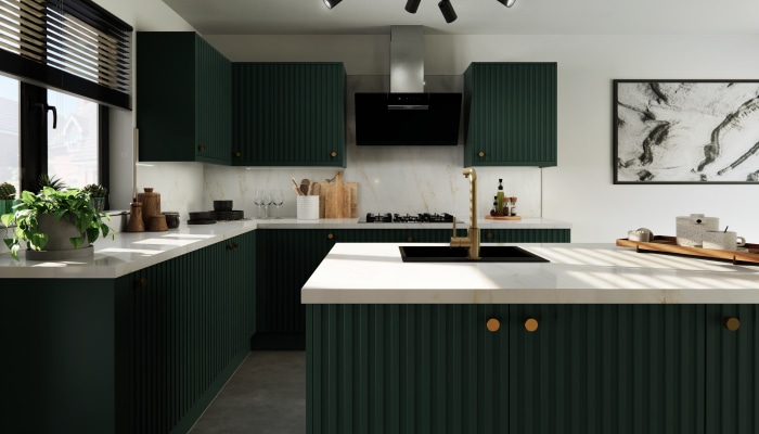 Athena Ermine Kitchen | Buckingham Green | Woodgrain Finish | Wren