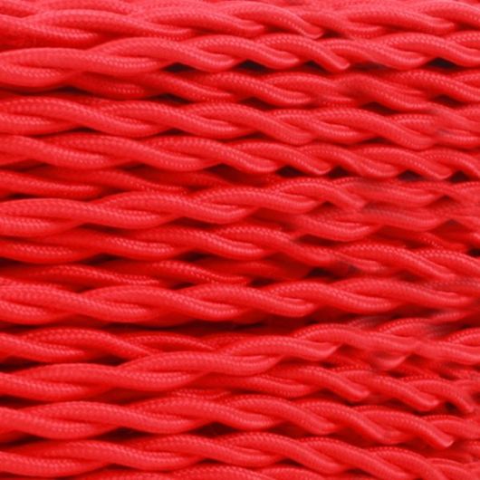 Red Fabric Braided Cable, 3 Core Twisted | Mullan Lighting