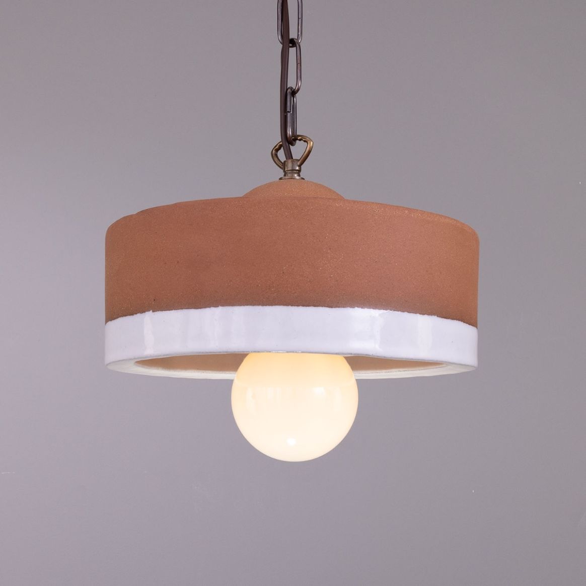 Seville Ceramic Mid-Century Modern Pendant Light, Terracotta and White ...