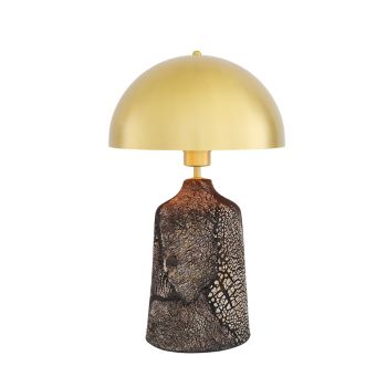 Lawson Ceramic Table Lamp with Brass Shade, Black Clay | Mullan Lighting
