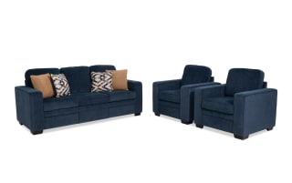 Homeworks Navy 83'' Sofa & 2 Chairs with USB & USB-C Ports | Bob's ...