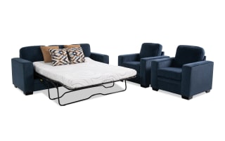Homeworks Navy 83'' Queen Cooling Sleeper Sofa & 2 Chairs | Bob's ...