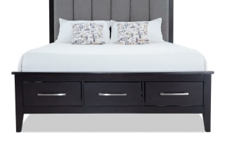 Capri 4 Piece Queen Espresso & Gray Upholstered Storage Platform ...