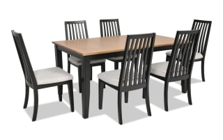 Blake 7 Piece Black & Natural Upholstered Dining Set | Bob's Discount ...