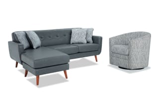 Bettie Charcoal Faux Leather 86'' Chofa & Swivel Chair | Bob's Discount ...