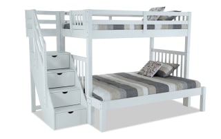 Keystone Twin/Full White Stairway Bunk Bed | Bob's Discount Furniture & Mattress Store