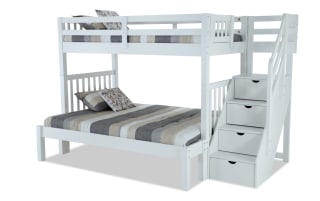 Keystone Twin/Full White Stairway Bunk Bed | Bob's Discount Furniture & Mattress Store