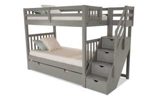 Keystone Twin/Twin Gray Stairway Bunk Bed & Twin Trundle | Bob's Discount Furniture & Mattress Store