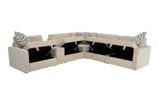 Modular Bob™ Beige 144'' 6 Piece Modular Sectional with 2 Armless Chair ...