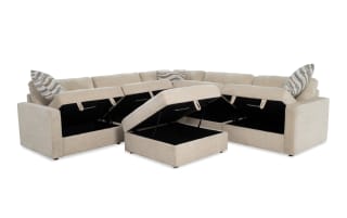 Modular Bob™ Beige 132'' 6 Piece Sectional with 2 Armless Chairs, 1 ...