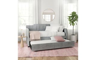 Nadia Twin Gray Upholstered Daybed with Twin Trundle | Bob's Discount ...