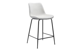 Marcus White Faux Leather Solid Back Counter Height Stool | Bob's ...