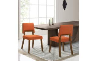Barbara Orange & Walnut Panel Back Upholstered Dining Chair (Set of 2 ...