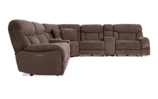 Everest Chocolate 136'' 7 Piece Power Reclining Sectional with Power ...