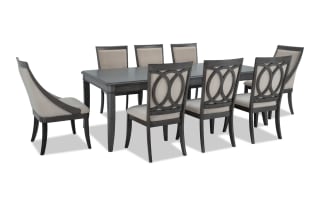 Coco II 9 Piece Gray & Beige Upholstered Dining Set | Bob's Discount ...