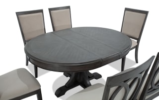 Coco II 7 Piece Gray & Beige Upholstered Oval Dining Set | Bob's ...