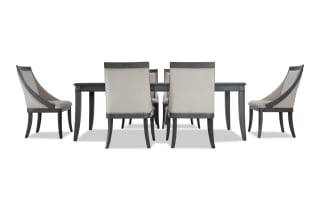 Coco II 7 Piece Gray & Beige Upholstered Dining Set | Bob's Discount ...