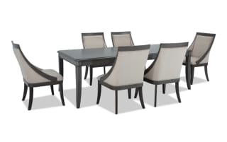 Coco II 7 Piece Gray & Beige Upholstered Dining Set | Bob's Discount ...