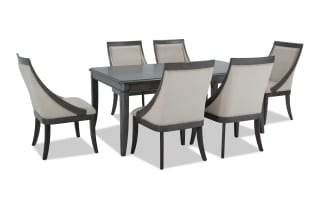 Coco II 7 Piece Gray & Beige Upholstered Dining Set | Bob's Discount ...