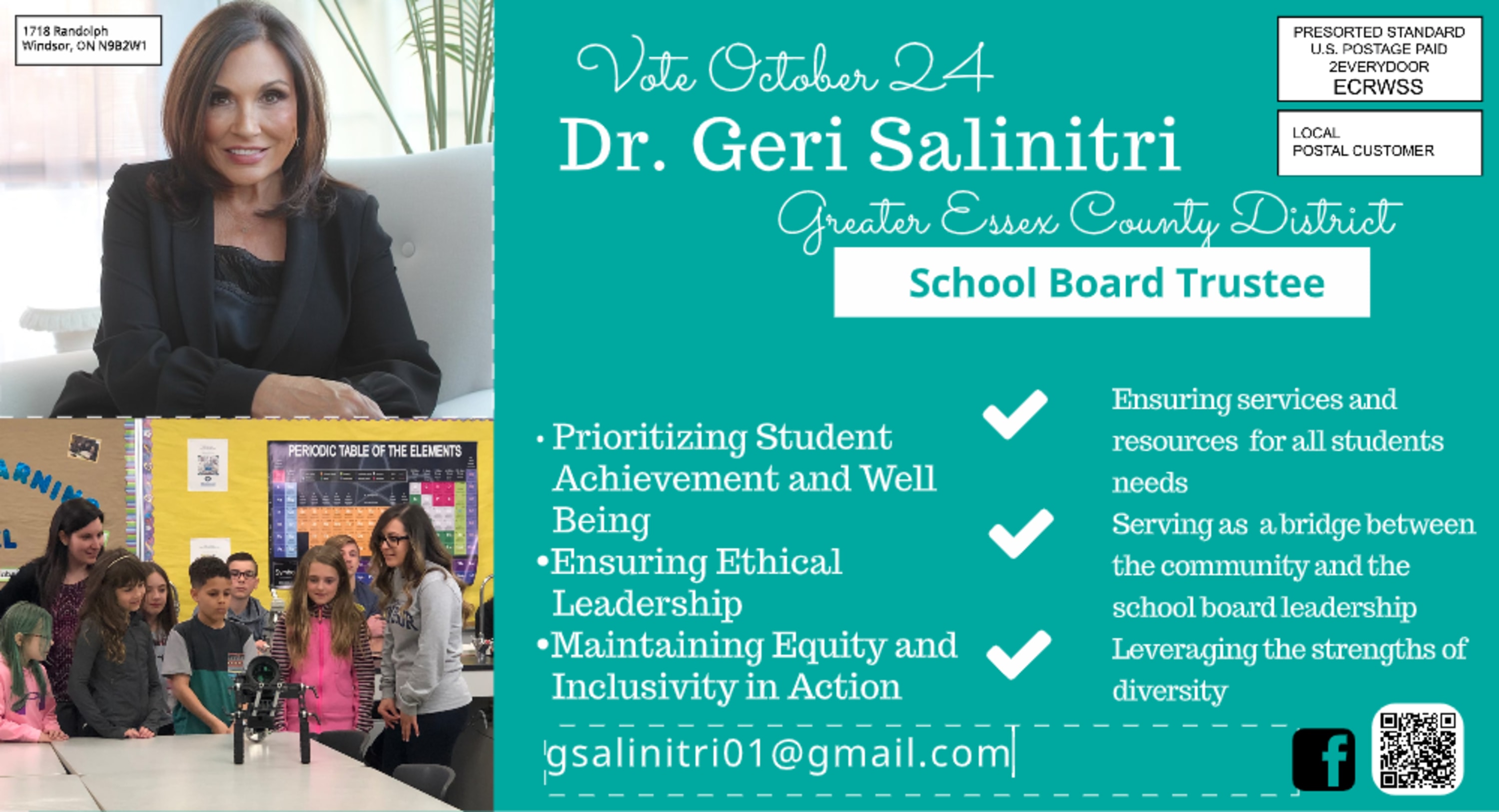 Trustee Campaign Postcard G Salinitri