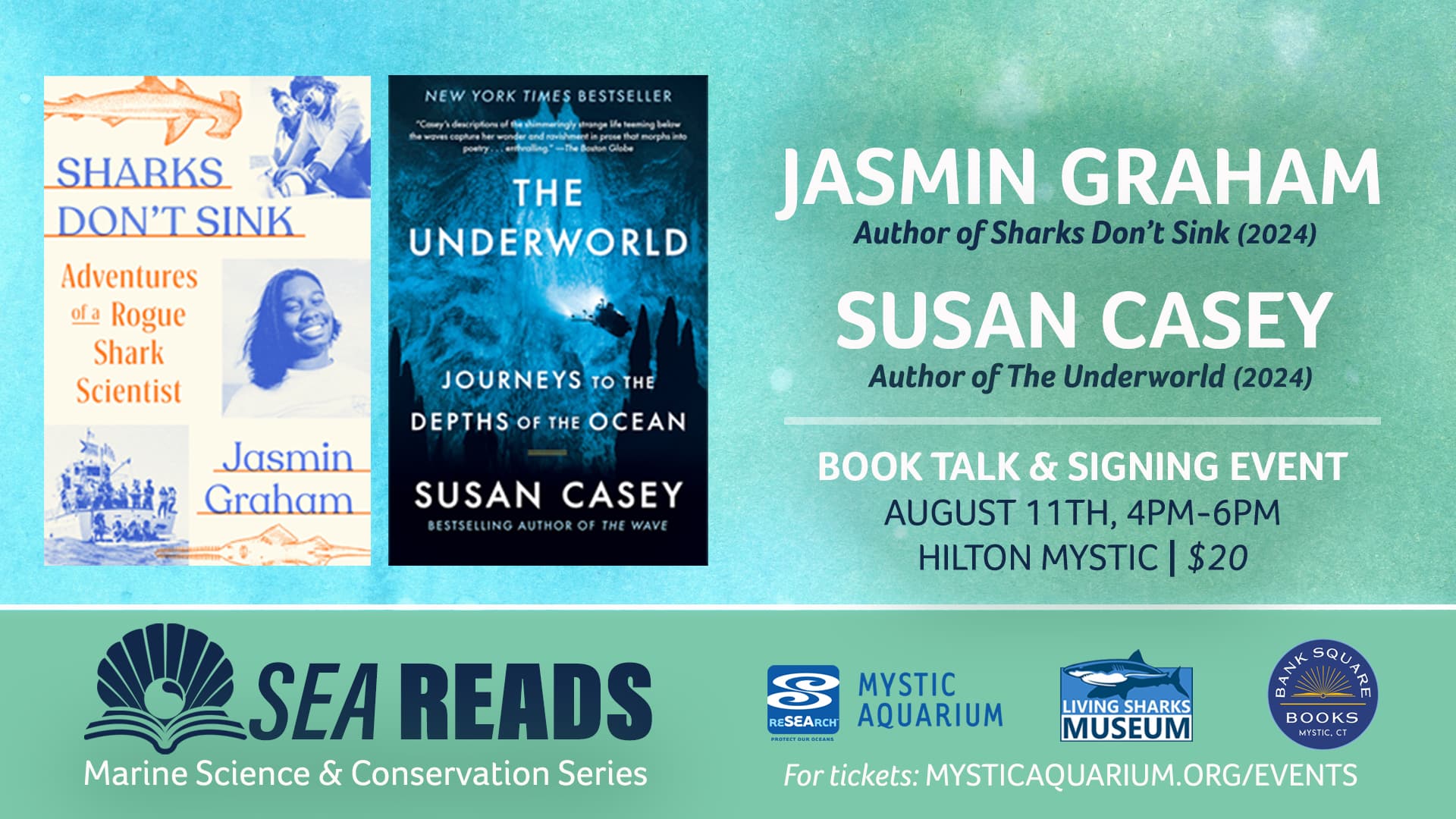 Jasmine Graham & Susan Casey, August 11, 2024 4:00PM | Mystic Aquarium