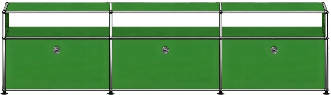 USM HALLER Cabinet, O3xOC Low Open Back, Metal, Green, Drop-down Door ...