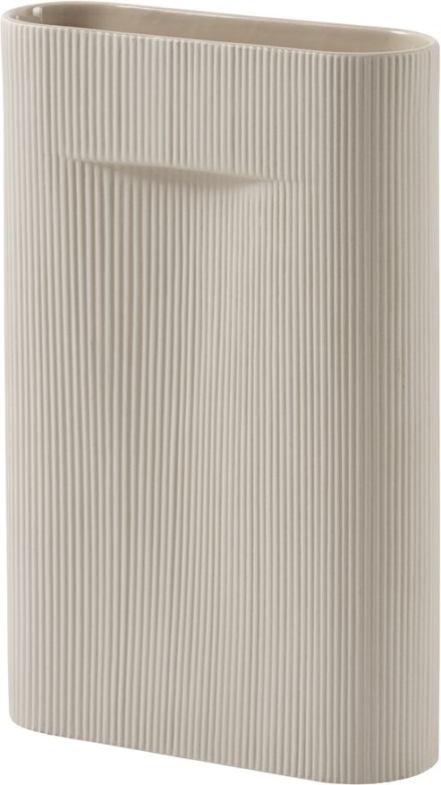 RIDGE VASE, Earthenware, Beige