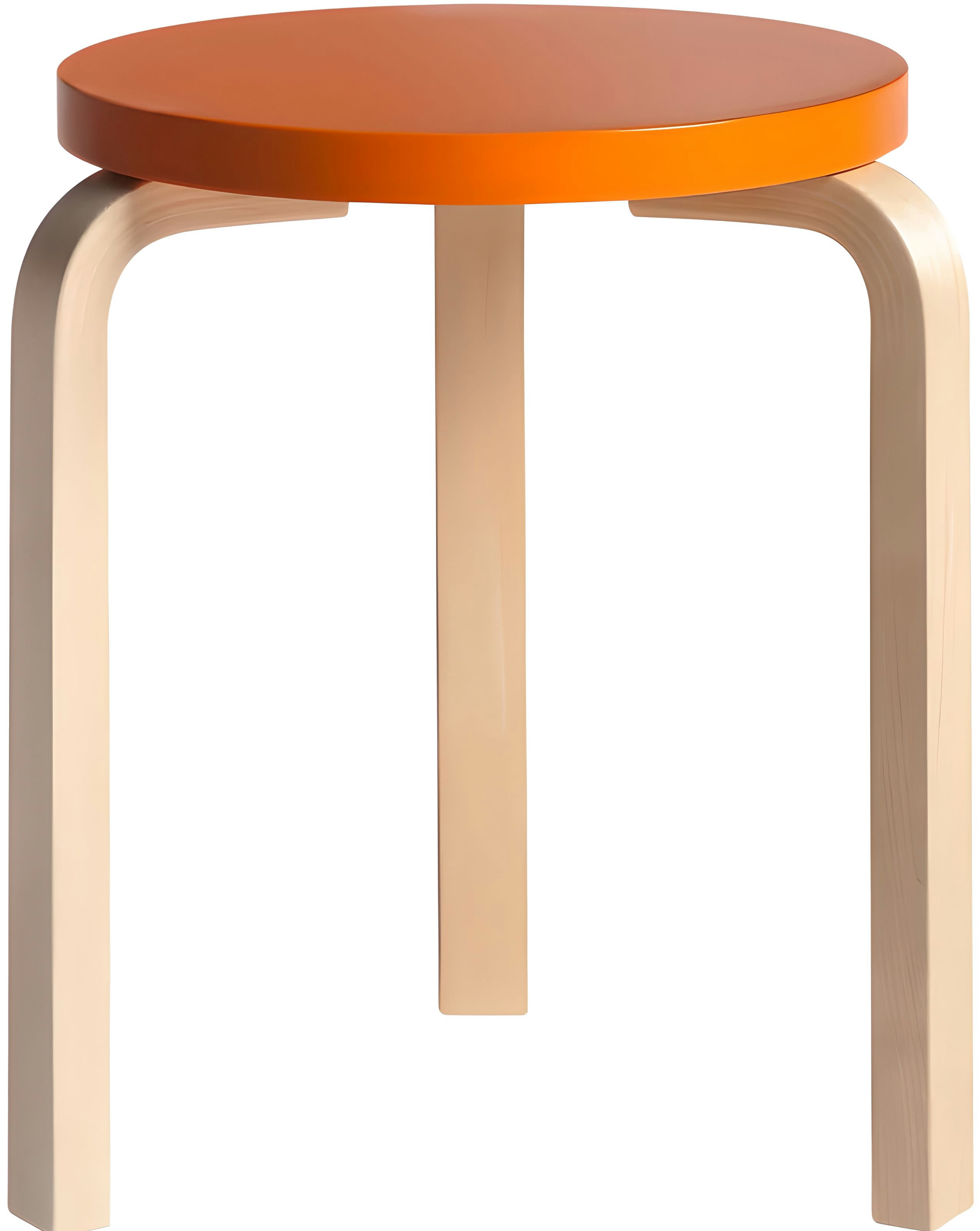 STOOL E60 Chair, Natural Birch Lacquered Legs, Orange
