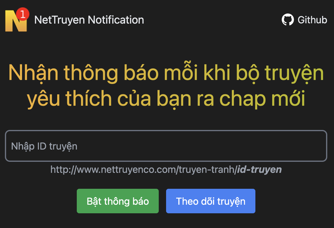 GitHub - napthedev/nettruyen-notification