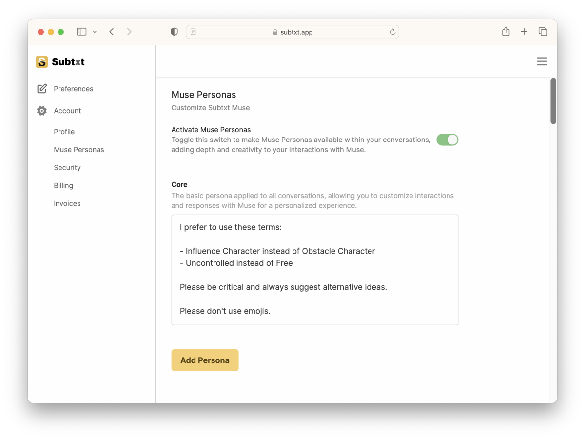 Introducing Muse Personas in Subtxt: Revolutionize Your Writing ...