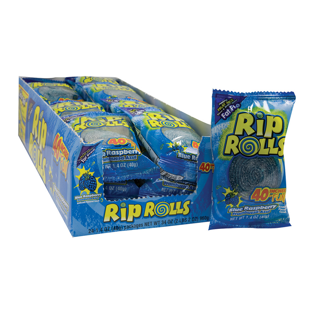 Rip Rolls Sour Blue Raspberry 1.4 oz | Nassau Candy