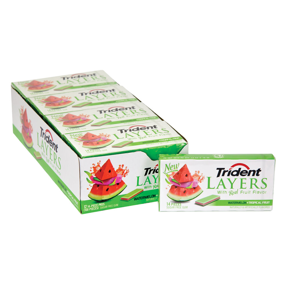 Trident Layers Watermelon Tropical Fruit Gum | Nassau Candy