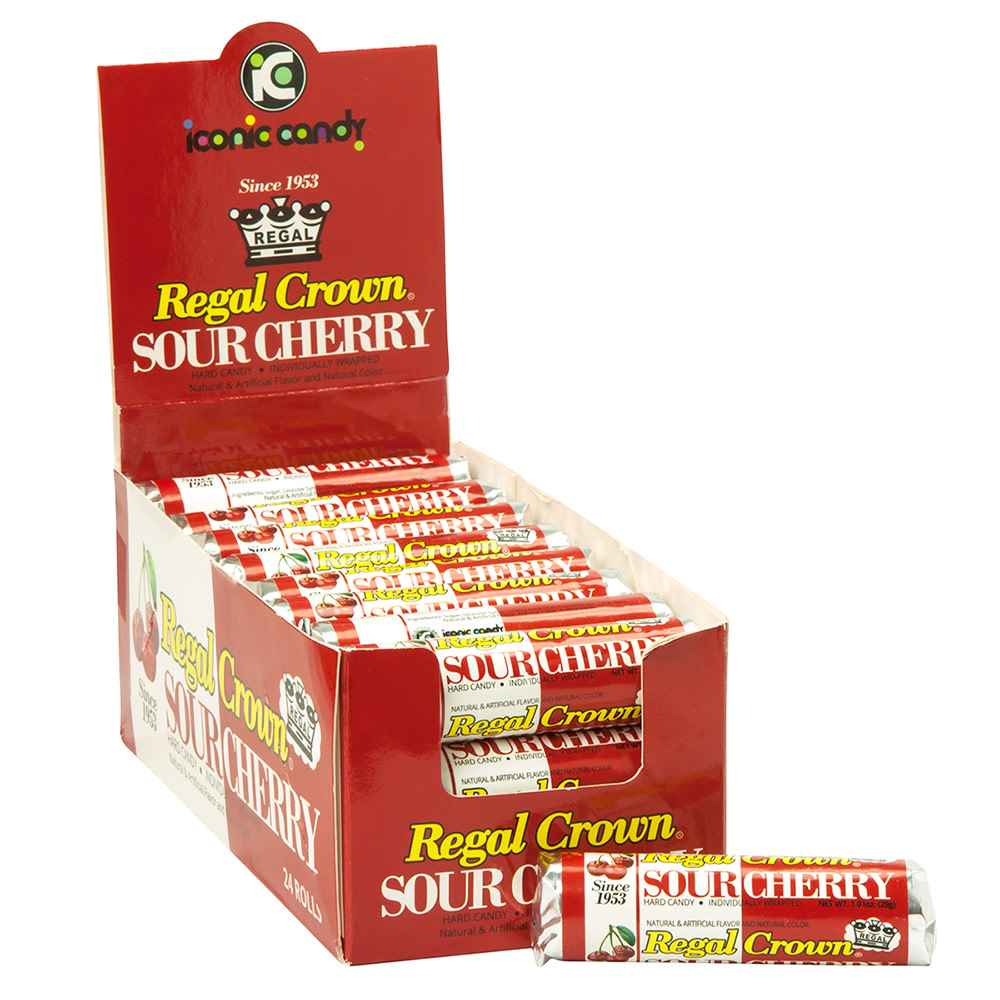 Regal Crown Sour Cherry Hard Candy 7 Pc 1.01 Oz Roll | Nassau Candy