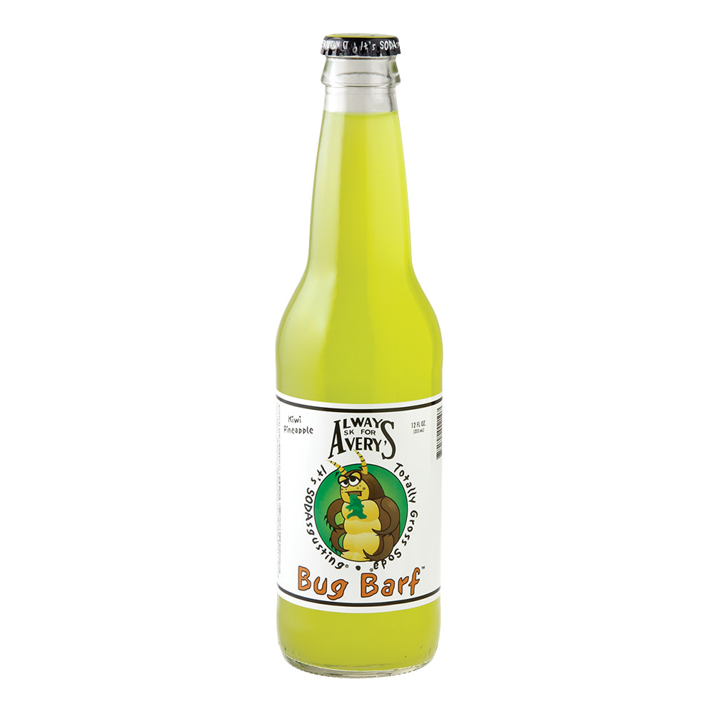 Avery's Bug Barf Kiwi Pineapple Soda 12 oz Bottle | Nassau Candy