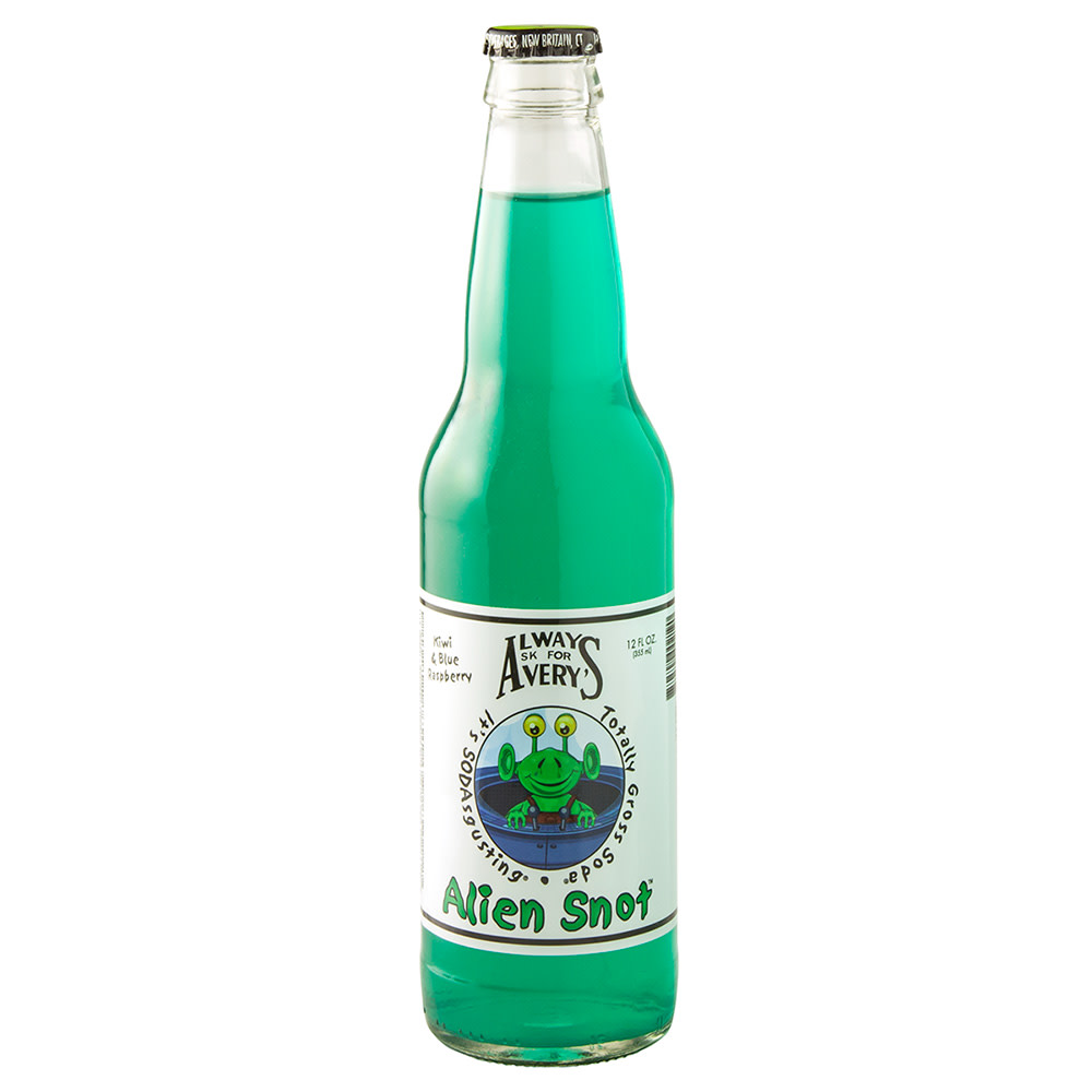 Avery's Alien Snot Kiwi Blue Raspberry Soda 12 oz Bottle | Nassau Candy