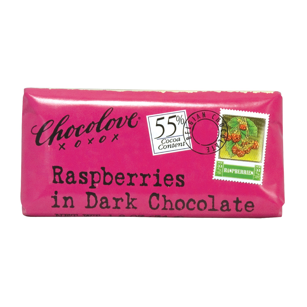Chocolove Raspberries In Dark Chocolate Mini 1.2 Oz Bar | Nassau Candy
