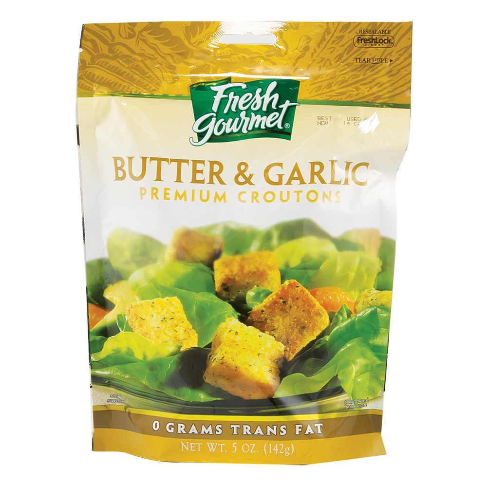 Fresh Gourmet Butter & Garlic Croutons 5 oz Pouch | Nassau Candy