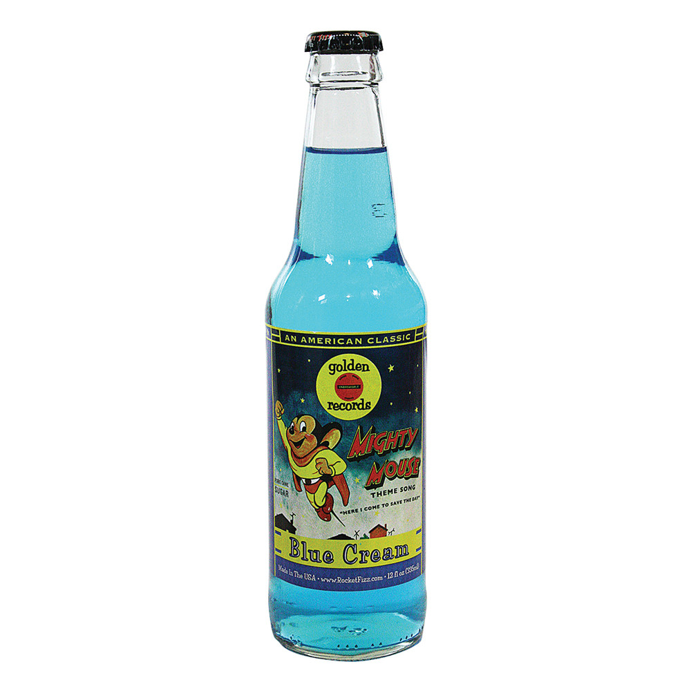 Mighty Mouse Blue Cream Soda 12 Oz Bottle | Nassau Candy