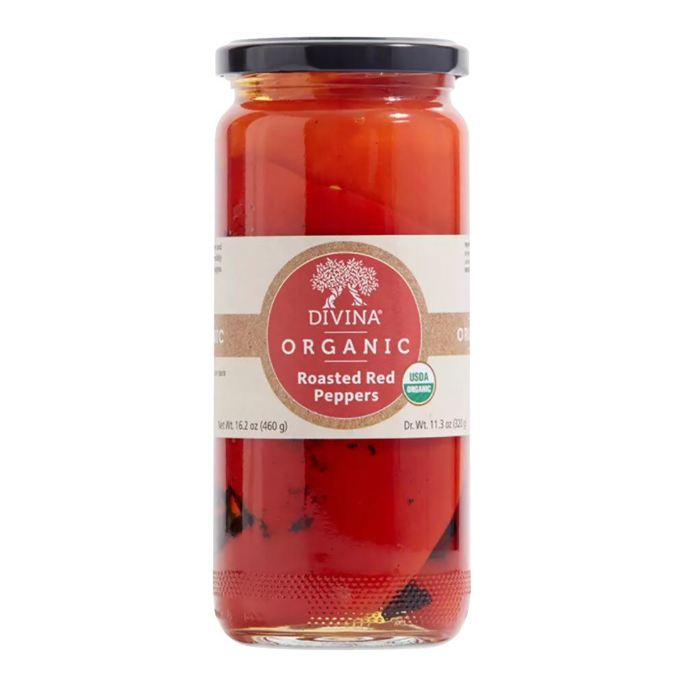 Divina Organic Fire Roasted Sweet Peppers 16.2 oz. Jar | Nassau Candy
